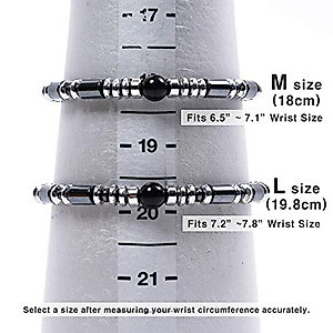 JBANS Hematite 486 Healing Stones Beaded Stretch Bracelet 2 Size for Men. Good Luck Therapy Bracelets. Strong Elastic Sring (18)