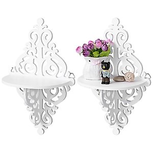 NGLONGLONG Floating Shelves Floating Shelves 2Pcs Carved Wall Mount Shelf 8.9X4.7In Decorative Corner Shelf Ornament Plant Wall Shelf for Living Room Bedroom