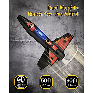 SainSmart Jr. Rocket Launcher for Kids, Motorized Air Rocket Outdoor Toy with LED Light, Self-Launching Rockets Kit, Gift for Boys and Girls (Black)