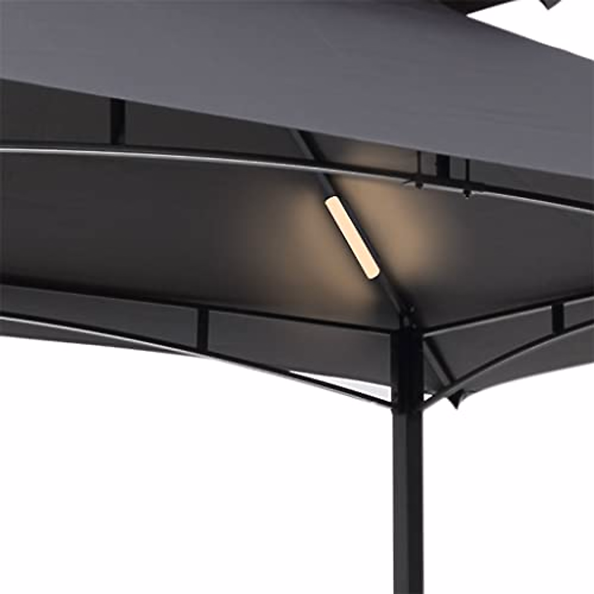 YTYZC 8x5Ft Outdoor Grill Gazebo Light Shelter Tent Double Tier Soft Top Canopy Steel Frame with Led Hook Counters