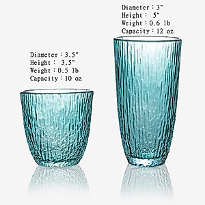 Amzcku Drinking Glasses Set of 8 | 4 Highball (12 oz.) And 4 Rocks Glass(10 oz.) | Glassware Kitchen family Lensed for Water, Beer，Wine，Milk，Juice and Cocktails.