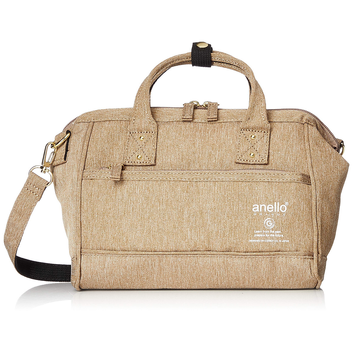 anello GRANDE(アネロ グランデ) Women's 2-Way Mini Shoulder Bag with Metal Clasp, Beige, One Size