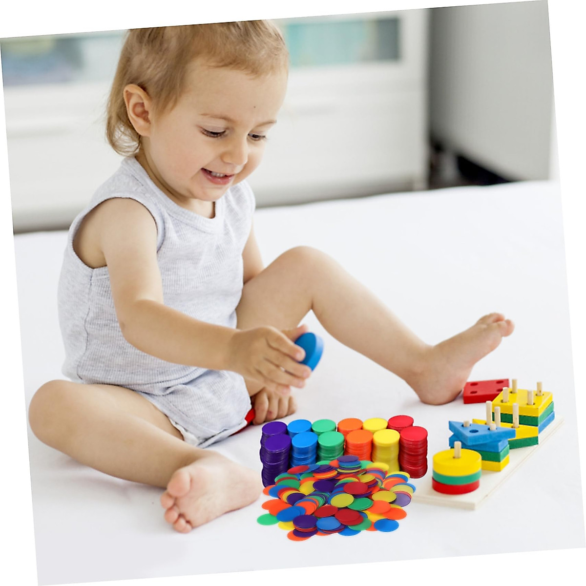 TOYANDONA Wide-application Counting Chips Bingo Chips Poker Chips Set 180pcs Acrylic Discs Math Learning Toys Party Favors