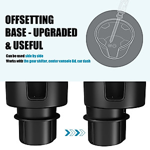 Upgraded Car Cup Holder Expander Adapter with Offset Adjustable Base, Compatible with Yeti 14/24/36/46oz Ramblers, Hydro Flasks 32/40oz, Other Large Bottles Mugs in 3.5"-4.0", 1 Pack