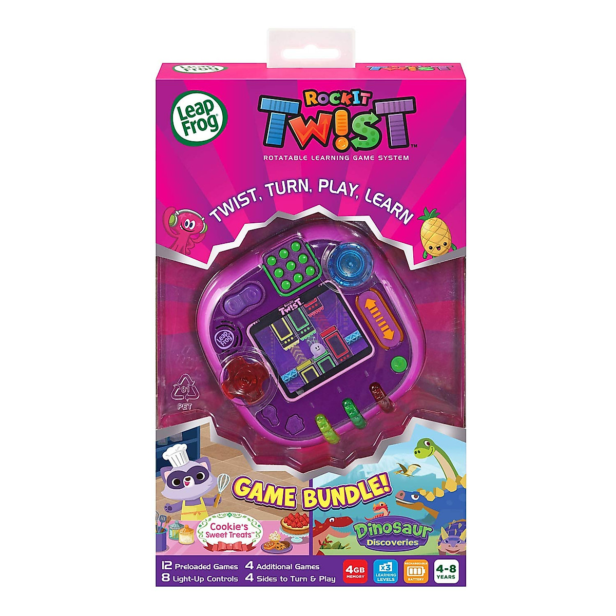 LeapFrog Rockit Twist Handheld Learning Game System, Green and 2-Game Pack: Cookie's Sweet Treats and Dinosaur Discoveries