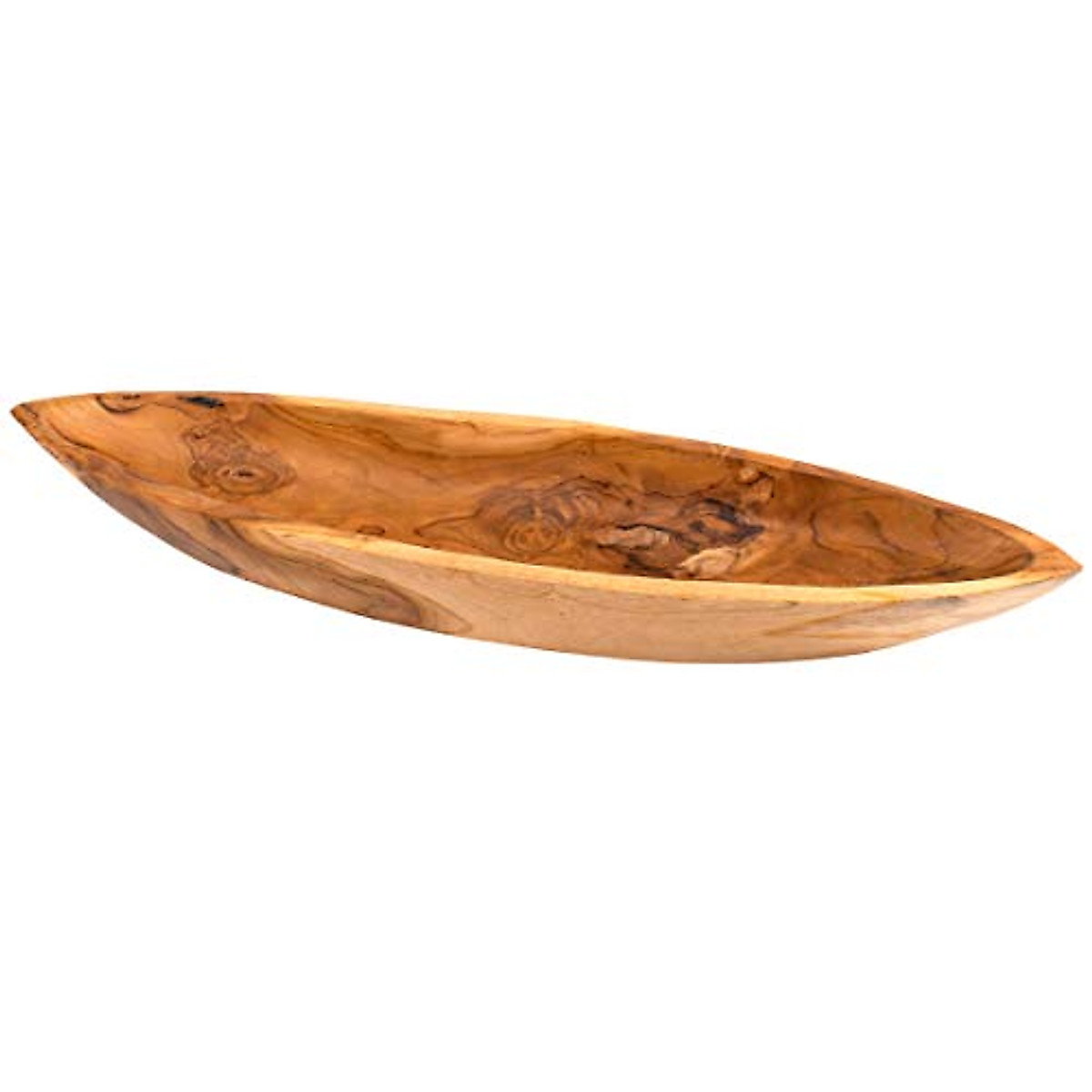 ANDALUCA Hand Carved Teak Wood Canoe Bowl for Potpourri, Entryway, Tabletops, Kitchen, Fruit, Keys & Decorating (26" length)