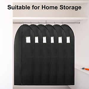 CHENGBAIBAG Black Suit Garment Bags, Set of 6 Portable Men's Travel Suit Bags, Waterproof Sturdy Hanging Clothes Pockets for Closet Storage, Business Travel, Clothes, Dress, Shirts (43.3x23.6 inch)