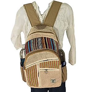 Hemp Backpack | Organic | THC Free | Eco Friendly | Free of Toxic Chemicals | Large | Natural | 3342 |ॐ