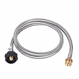 GGC 6 FT Stainless Steel Braided Propane Adapter Hose,1Lb to 20Lb Propane Conversion for Type1 LP Tank/QCC1,Bulk Portable Appliance and Gas Grill-CSA Certified