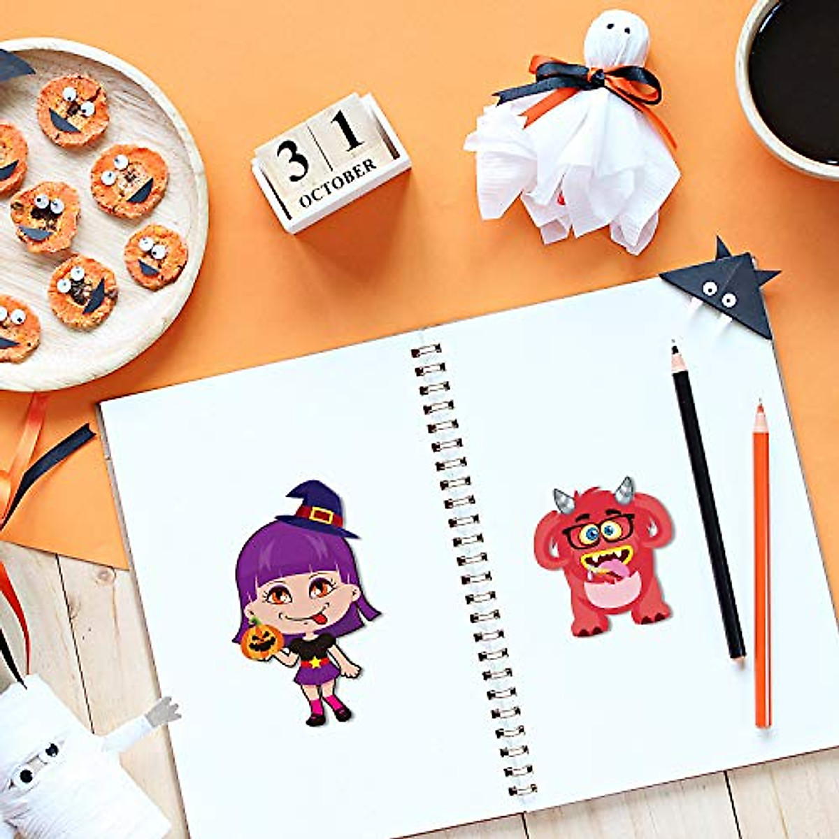 24 Pieces Halloween Make-a-face Sticker Mix and Match Sticker Make Your Own Stickers Halloween Party Games for Birthday Party Decorations Halloween Party Supplies Make a face