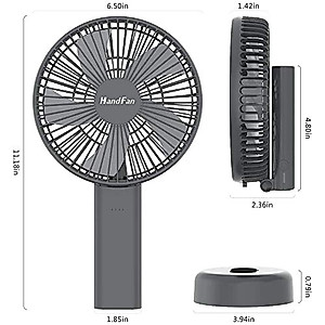 HandFan 6 Inch Handheld Fan 4000mAh Battery Operated Fan 6 Settings Personal Desktop Fan with 5-34H Working Time Removable Base Strong Airflow for Home Office Campimg Hot Flashes Outdoor Sports