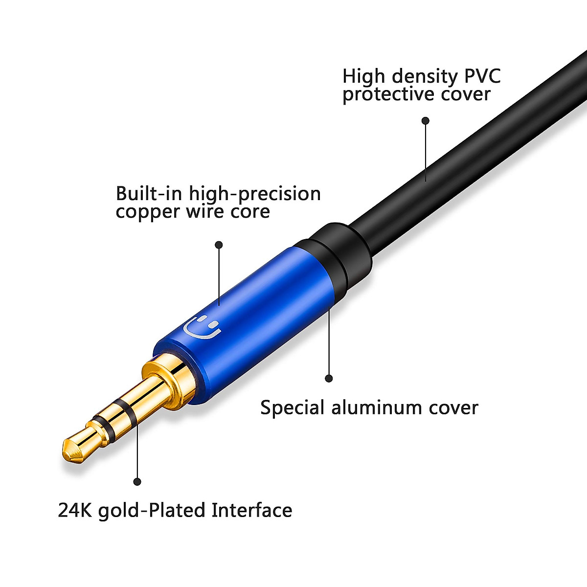 Tan QY Headphone Splitter 5FT, Headphone Splitter for Computer 3.5mm Female to 2 Dual 3.5mm Male Headphone Mic Audio Y Splitter Cable Smartphone Headset to PC Adapter (5Ft/1.5M, Blue)