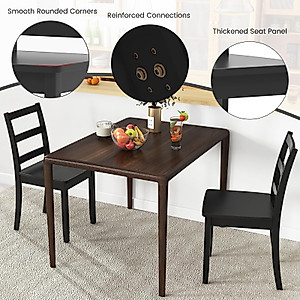 GOFLAME Dining Chairs Set of 4, Ladder Back Side Chairs with Solid Rubber Wood Legs & Non-Slip Food Pads, 2-Pack Space-Saving Armless Dining Chairs for Dining Room, Living Room, Restaurant, Black