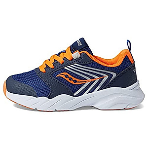 Saucony Wind FST Lac to Toe Sneaker, Navy/Orange, 2 US Unisex Big Kid