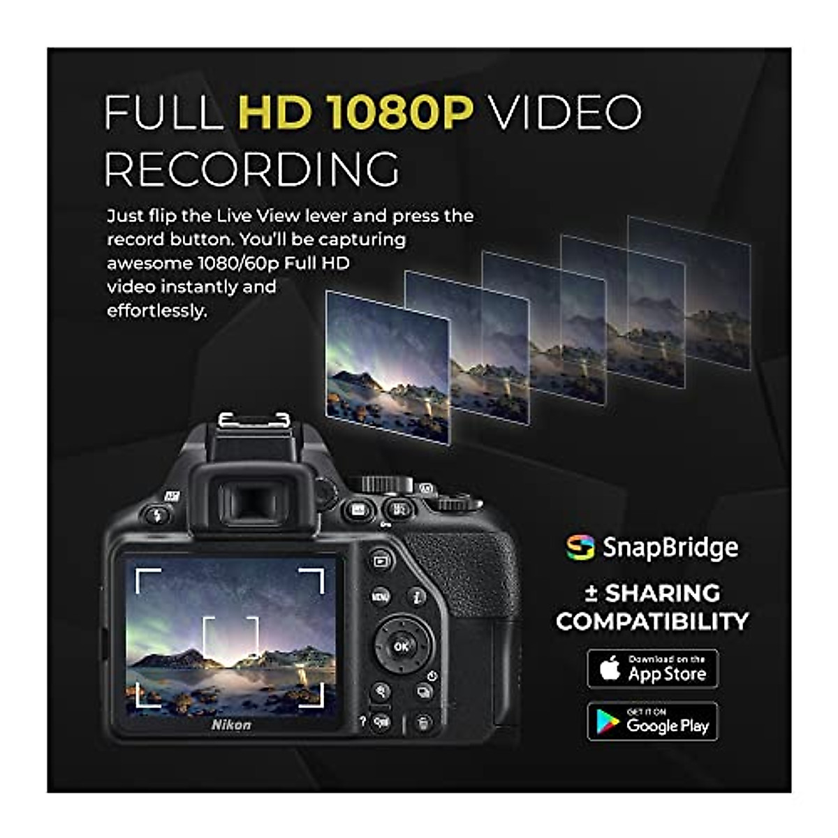 Nikon D3500 DSLR Camera with AF-P 18-55mm and 70-300mm Zoom Lenses Bundle with 64GB Card and Accessories (7 Items)