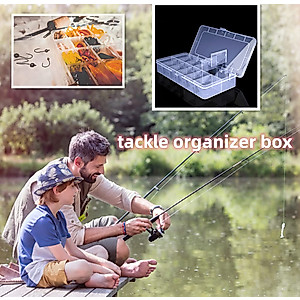 YUGOOD Large Clear Organizer Box,12 Grids Tackle Box Organizer with Removable Dividers for Bead Organizer Box Small Parts,Crafts(Size10.23 x 5.31 x 1.7in)
