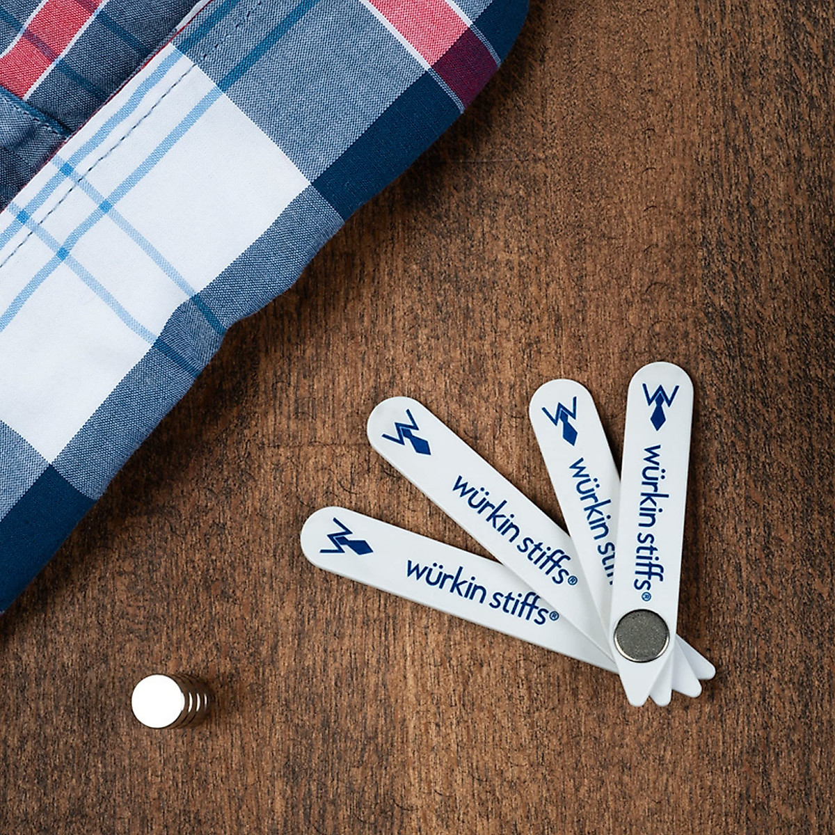 Würkin Stiffs Stiff-N-Stay Magnetic Collar Stays for Men – 2.0” and 2.5" Plastic Power Stays, 2 Pair Set with Case - Adjustable & Durable Shirt Collar Straighteners - As Seen on Shark Tank