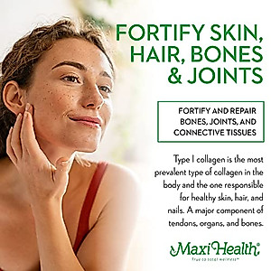 Maxi Health Collagen Powder - Collagen Protein Powder - Marine Collagen Powder for Women & Men - Type I Unflavored Fish Collagen Hydrolyzed Collagen Protein - Hair Growth & Skin Supplement (10.75 oz)