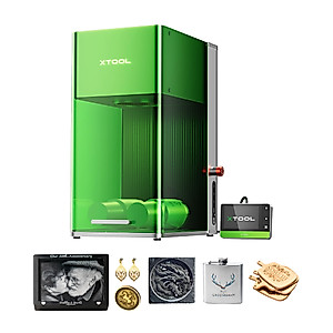 xTool F1 Ultra 20W Fiber & Diode Dual Laser Engraver, 10000mm/s Ultra Fast Laser Engraver and Cutter Machine for Jewelry, Metal, Wood, with Smart Camera, Auto Streamline, 3D Engraving Machine