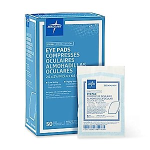 Medline Eye Pad, Sterile, Soft, Non Woven, Absorbent, Reduced Linting, Large, 2 1/8" x 2 5/8" (Pack of 50)