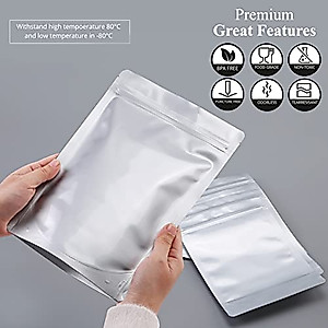 Zylooh Mylar Bags 50 Pcs – 1 Quart, 7.4 Mil, 7 x 10 Inches – Odour Free, Heat Resistant, Moisture Proof, Airtight Vacuum Seal Bag for Food Storage & More