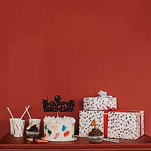 Alien Wars Happy Birthday Cake Topper Cartoon Cute Space Theme Black Glitter Decor for Baby Shower Birthday Party Decorations Supplies