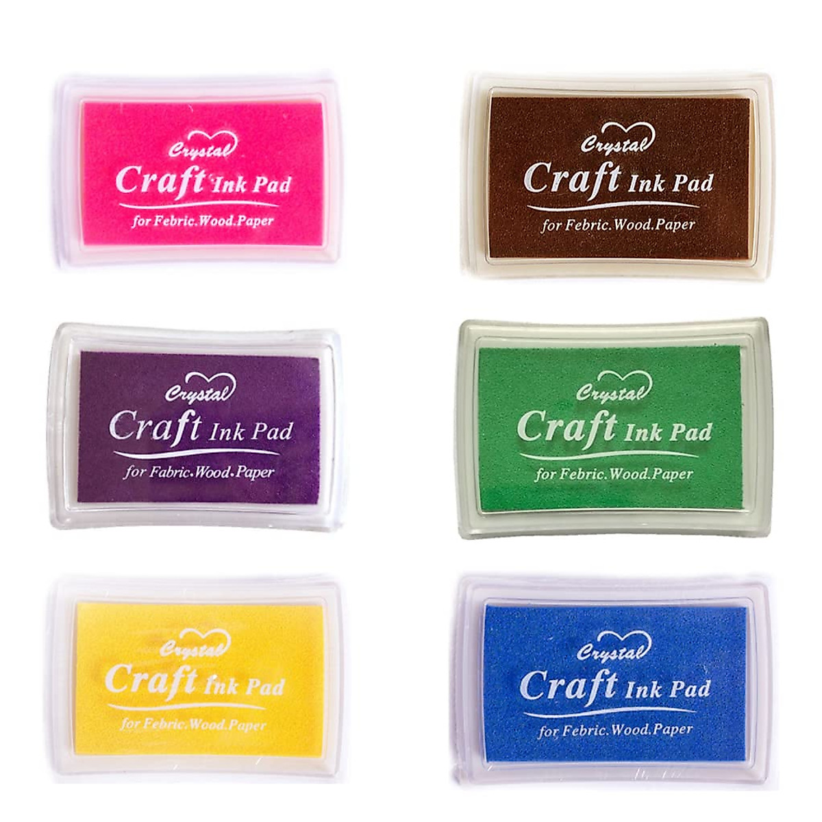 JZTang 6 Pcs Craft Ink Pad, Washable Ink Pads for Kids Multicolor Ink Pads for Rubber Stamps, Paper, Scrapbooking, Wood Fabric, 6 Unique Pure Colors