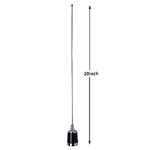 HYS Amateur Antennas Dual-Band NMO 20 Inch Antenna VHF 144/UHF 430MHz NMO L Shape Mount Mobile Antenna Bracket W/13 ft RG58 Coax Cable NMO to UHF-male/PL259 for Motorola Kenwood Midland Mobile Radios