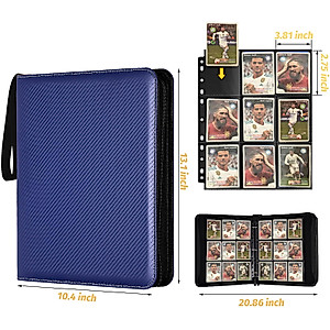 GERMUN 9 Pocket Card Binder, Premium Zip Trading Card Binder, 720 Double Sided Pocket PU Card Collection Binder, Collector Card Album, Card Folder for MTG, TCG, Sports Cards, Game Cards (Blue)