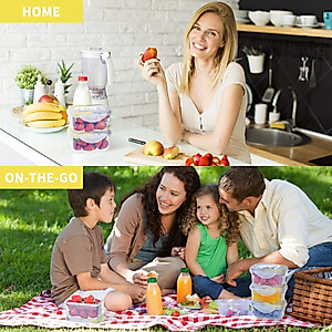 KIGI 6 Pack 6OZ Airtight Plastic Food Storage Containers Set 180ML Rectangular Small Bento Box with Lid