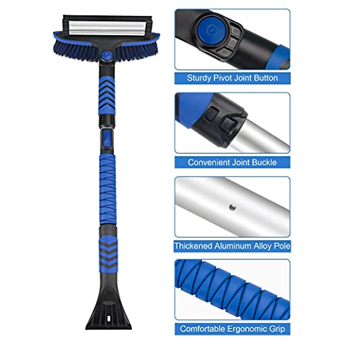 anngrowy 41" Ice Scraper Snow Brush for Car Snow Scraper and Brush Snow Broom Windshield Scraper Car Snow Removal Equipment Snow Cleaner for Car Squeegee Extendable Long Snow Brush Broom for SUV Truck