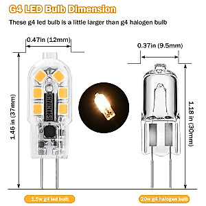 G4 LED Bulbs 12V 20W Halogen Bulb Replacement, HengBo G4 Bi Pin Base JC Type T3 Light Bulb Warm White 3000K for Under Cabinets Home Lights, Non-Dimmable, (Pack of 10)
