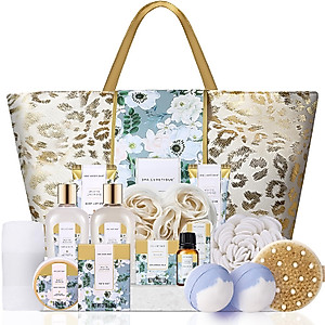 Spa Gift Baskets, Spa Luxetique Spa Gifts for Women, 15pcs Spa Gift Set Includes Bath Bombs, Essential Oil, Hand Cream, Bath Salt and Luxury Tote Bag, Gift for Women