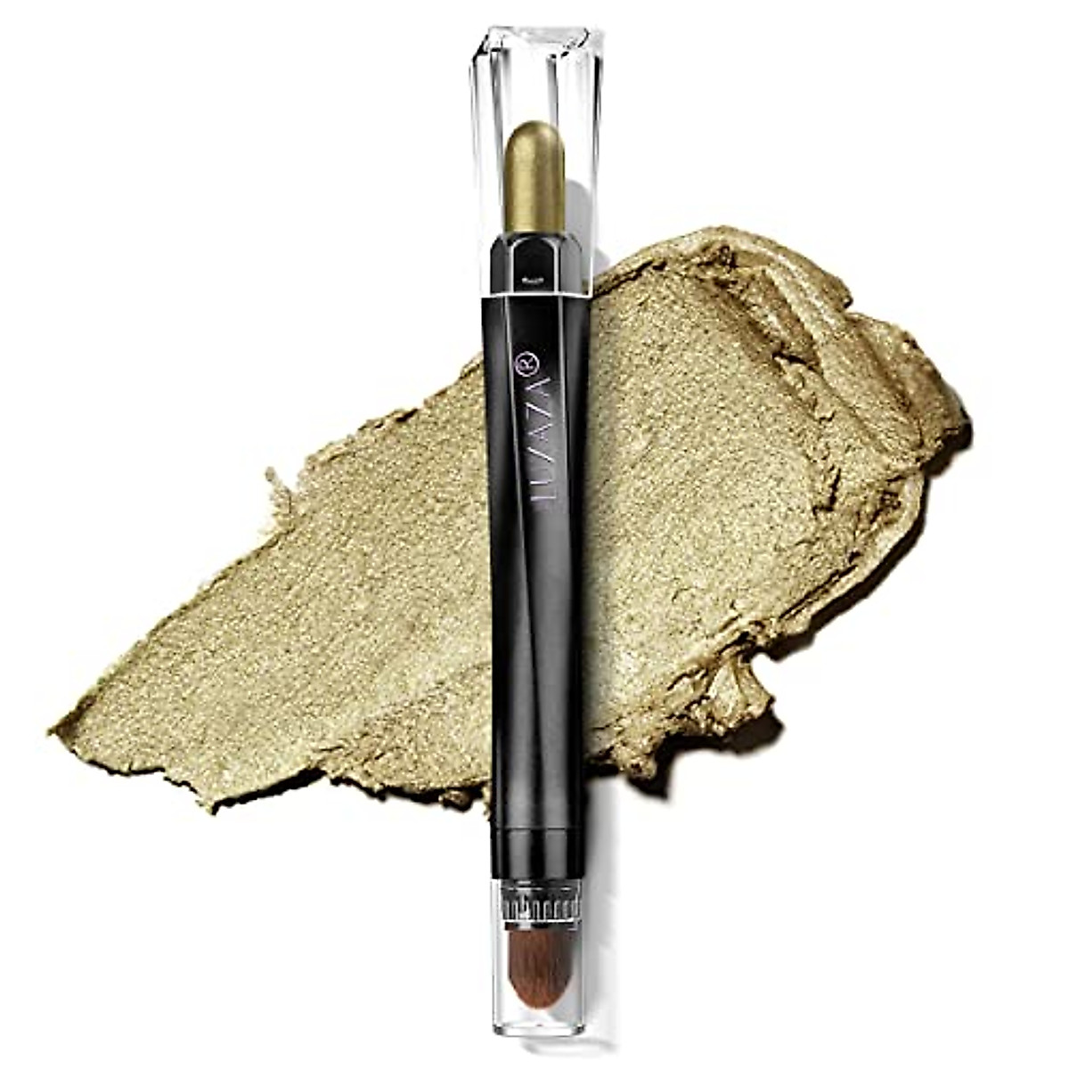 LUXAZA Cream Single Eyeshadow Stick with Blending Brush, Hypoallergenic Eye Shadow Stick Makeup, Pro Waterproof & Long Lasting Eye Brightener Stick,Eyeshadow Pencil Crayon Shimmer #101