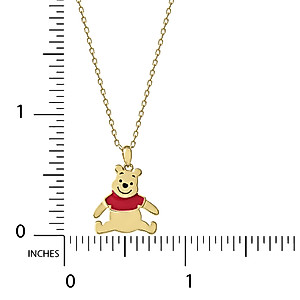 Disney Winnie the Pooh Necklace - Yellow Gold Flash Plated Sterling Silver Necklace - 18-inch Chain Necklace with Winnie the Pooh Pendant