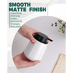 Bosilunlife Liquid Soap Dispenser - 12Oz Lotion Dispenser with Pump Matte White Ceramic Soap Dispenser Bathroom Dish Hand Soap Dispenser for Kitchen Pump Dispenser