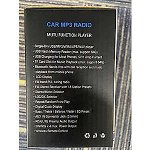 Car Radio Bluetooth Single DIN Car Stereo Audio, MP3 Player Car Stereo 1 DIN with Bluetooth Handsfree/ FM/ Dual USB/ TF/ AUX/ EQ/ Quick Charge, with Wireless Remote Control