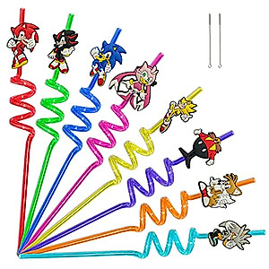 24Pcs Birthday Party Supplies Reusable Drink Straws With 2 Cleaning brushes Themed Party Favors