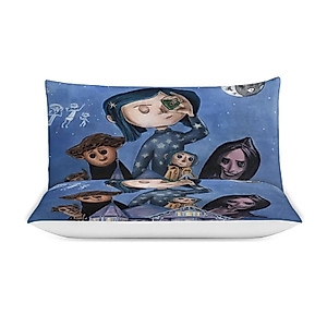 Adjzepuo Coraline Ultra Soft Reversible Breathable 3D Printed Bedding Sets 3 Piece 1 Duvet Cover + 2 Pillowcase 102"x90"