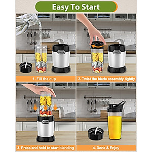 OSEYM Blender for Shakes and Smoothies, Large Size Personal Blenders for Kitchen Max 1000W High Power with Blending and Grinding, Countertop Blenders with 2 * 27 Oz & 10 Oz BPA Free Travel Cup and Lid