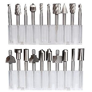 Wolfride 20Pcs Rotary Tool Router Bits 1/8" Shank Rotary Bits for Wood Carving
