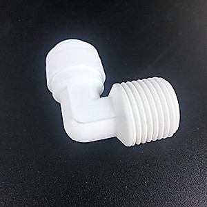 Wesell Union Elbow 3/8" x 1/2"Inch Male Thread Quick Connect Fittings Connection Parts for Water Filters/Reverse Osmosis RO Systems(Pack of 10)