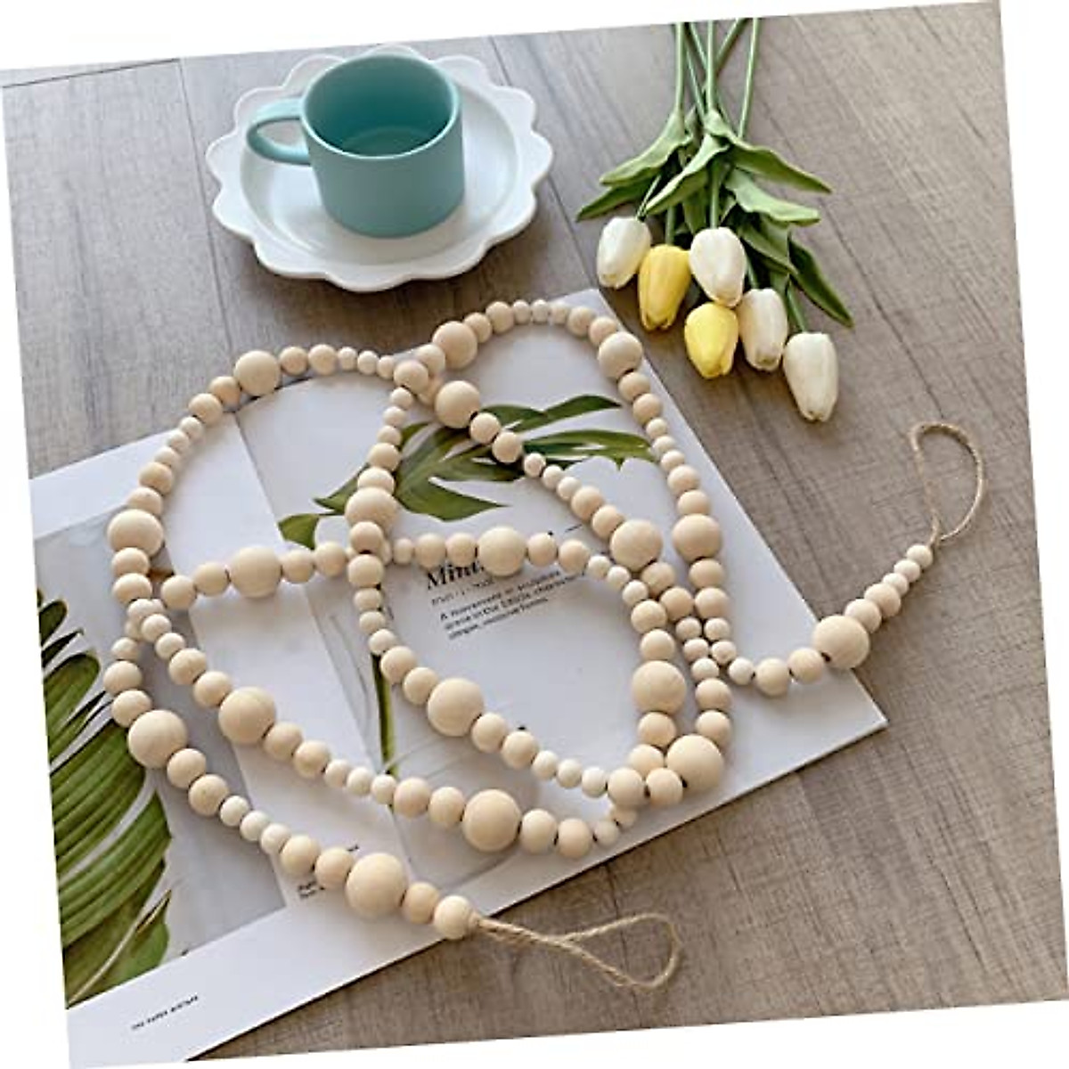 SEWACC 4 Pcs Children's Room Pendant Kids Household Decor Farmhouse Beads Nativity Decor Wall Vase Door Wood Crafts for Kids Creative Wood Beads Pendant Christmas Tree Tray Natural Twine