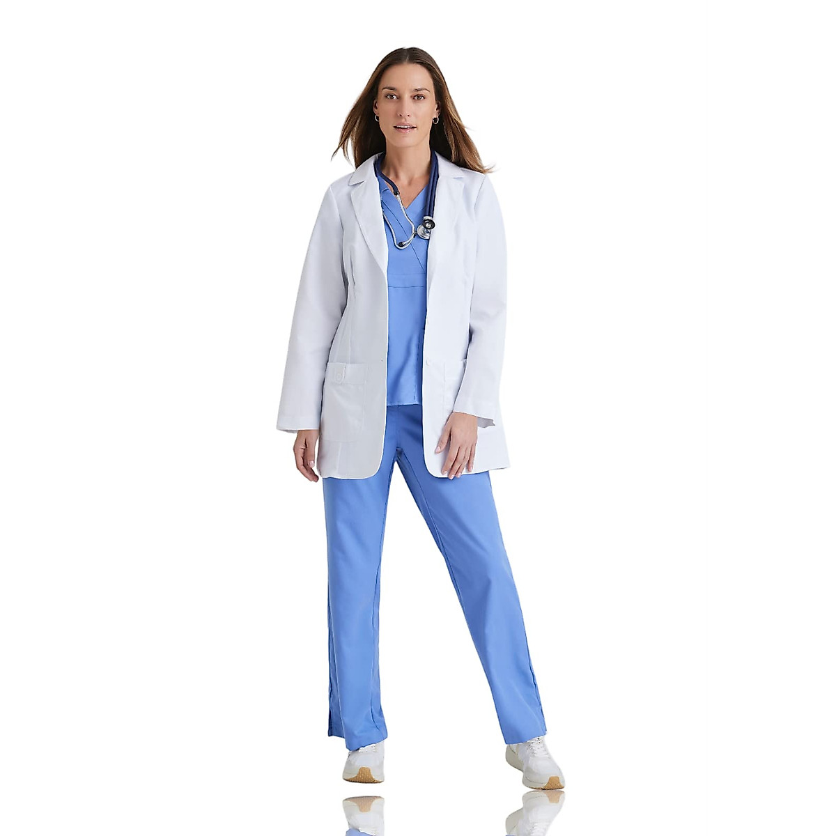 Grey's Anatomy 7446 Missy 2 Pkt White Lab Coat w/ Back Tab Small