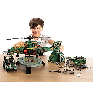 JOYIN 10-in-1 Jumbo Military Combat Helicopter Toy Set with Military Vehicle Toys and Military Action Figures, Realistic Lights and Sounds, for Combat Toys Imaginative Play
