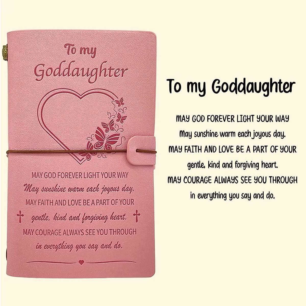 MALLAbyLAMMA To My Goddaughter Journal, Goddaughter Wallet Card, Goddaughter Keychain Gift Set, 140 Page Refillable Notebook, Suitable for Birthday, Graduation, Christmas