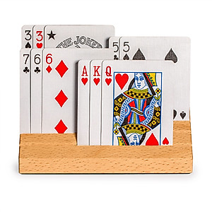 Yellow Mountain Imports Standard-Size Solid Beechwood Playing Card Holders/Racks - Set of 2 Card Organizers
