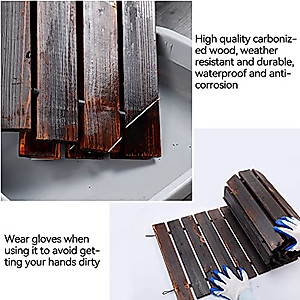 MEWTOGO 8' Wooden Garden Pathway, Weather Resistant Hardwood Pathway with 2 Pairs Gloves, Roll Out Decorative Straight Walkway for Outdoor Patio Beach Wedding Party Pathway