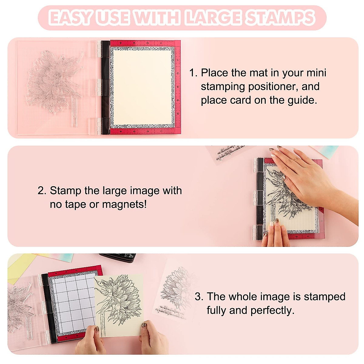 5 PCS Low Stick Mat Sticky Non-Slip Flexible Gridded Stamp Mats, 2 Standard and 3 Mini Multi-Use Low Tack Mat,for Stamping Platform Adhesived Sheet Stamp Scrapbooking Craft Accessory