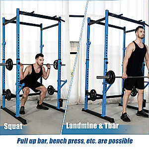 Bongkim Power Rack, Rack Cage for Weight Training, Adjustable Squat Stand Rack for Home Gym Equipment, Lifting Cage with 660lb Capacity (Blue)